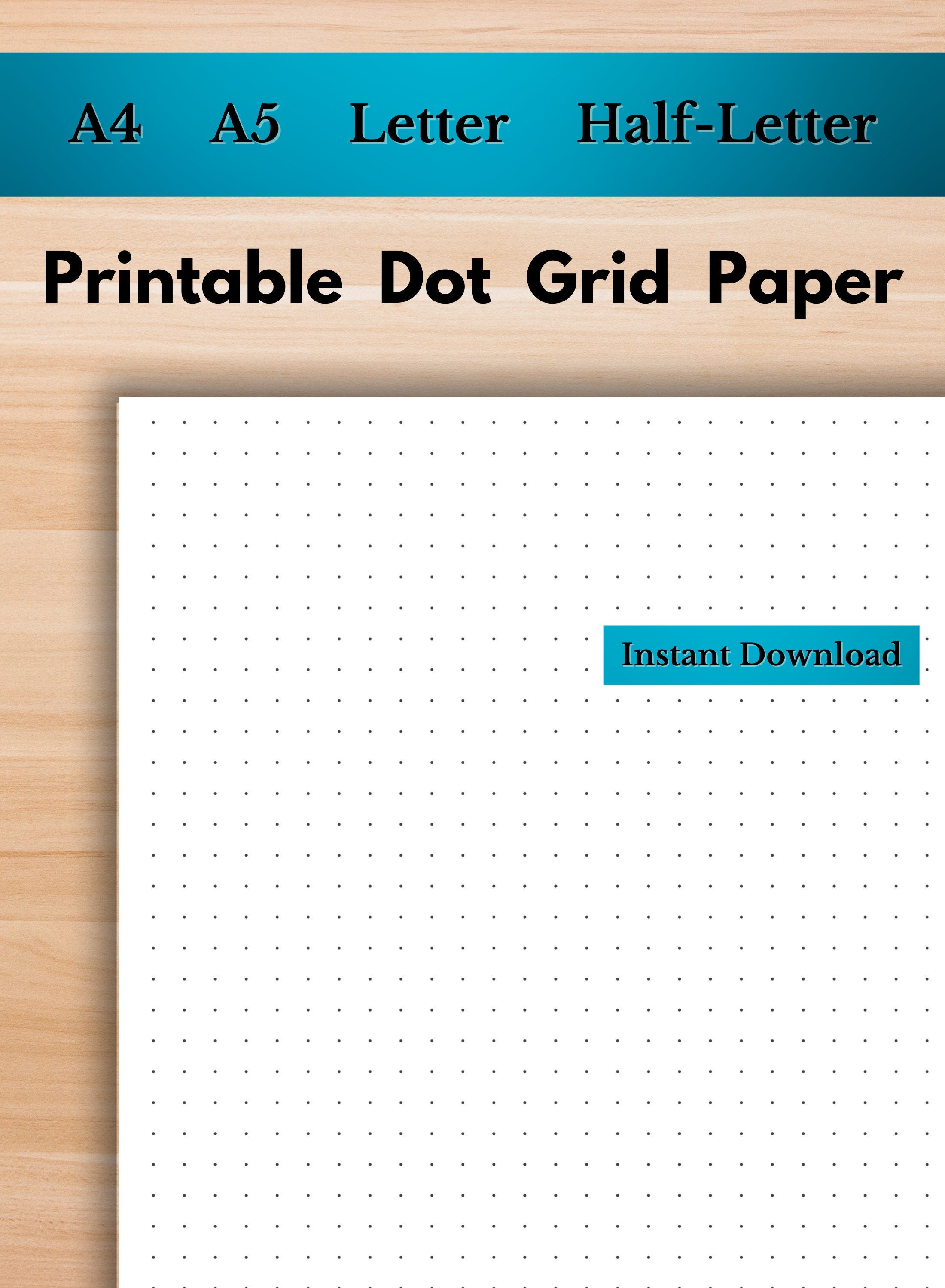 Printable Dot Grid Graph Paper A4, A5, Half-letter and Letter Print at ...