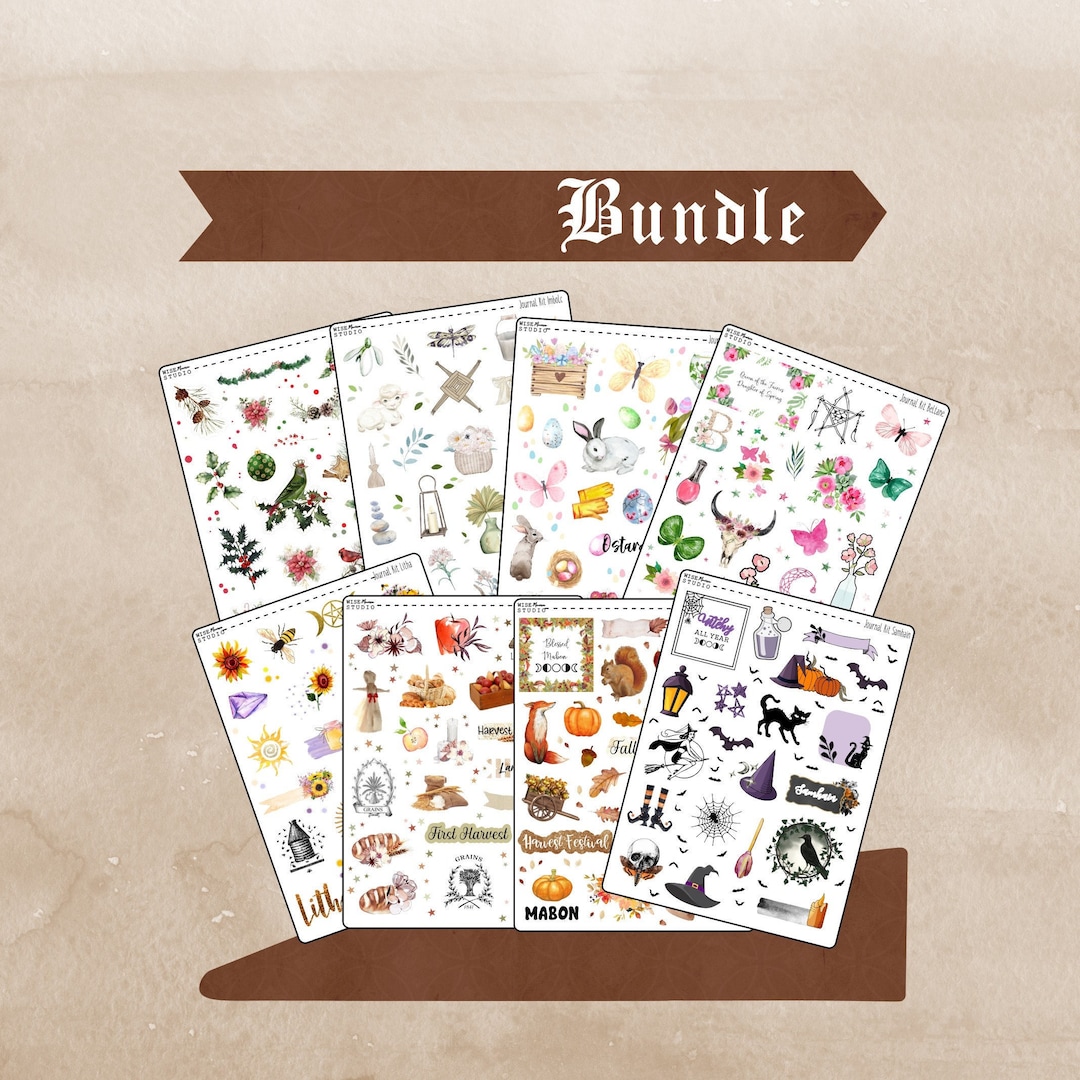 Sabbats Deco Planner Stickers Bundle, Wiccan Pagan Sabbats Decorative ...