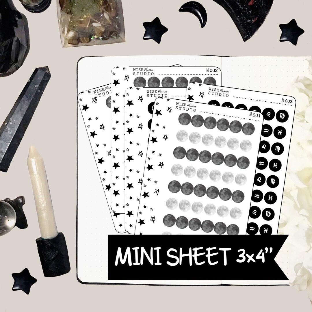 Moon Phases Planner Stickers, Tiny Journal Stickers, Moon Journal, Book ...