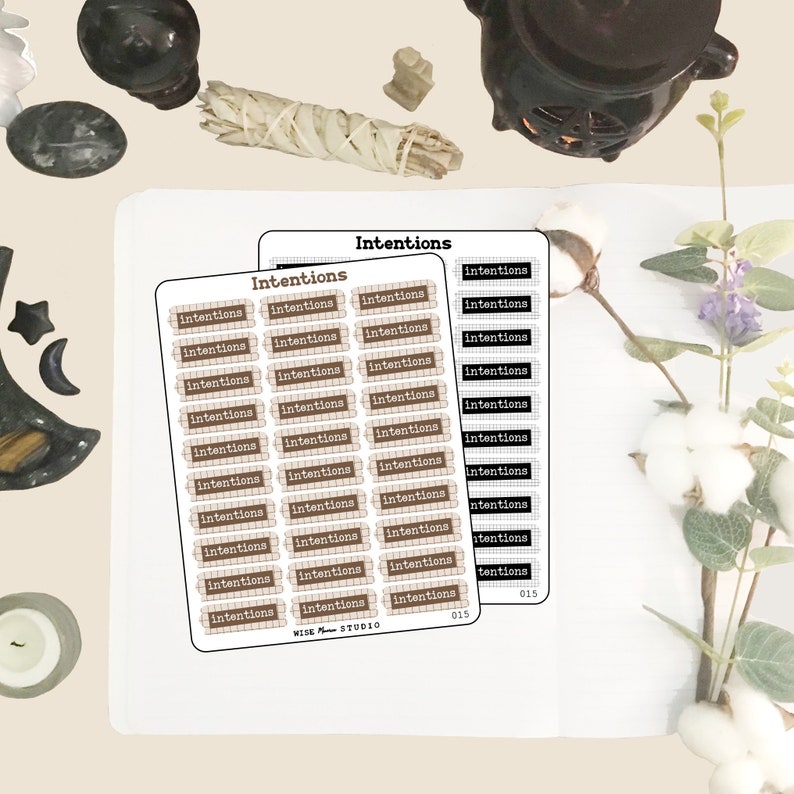 Intentions Planner Stickers, Deco Stickers for Journals, Hand Drawn - Etsy