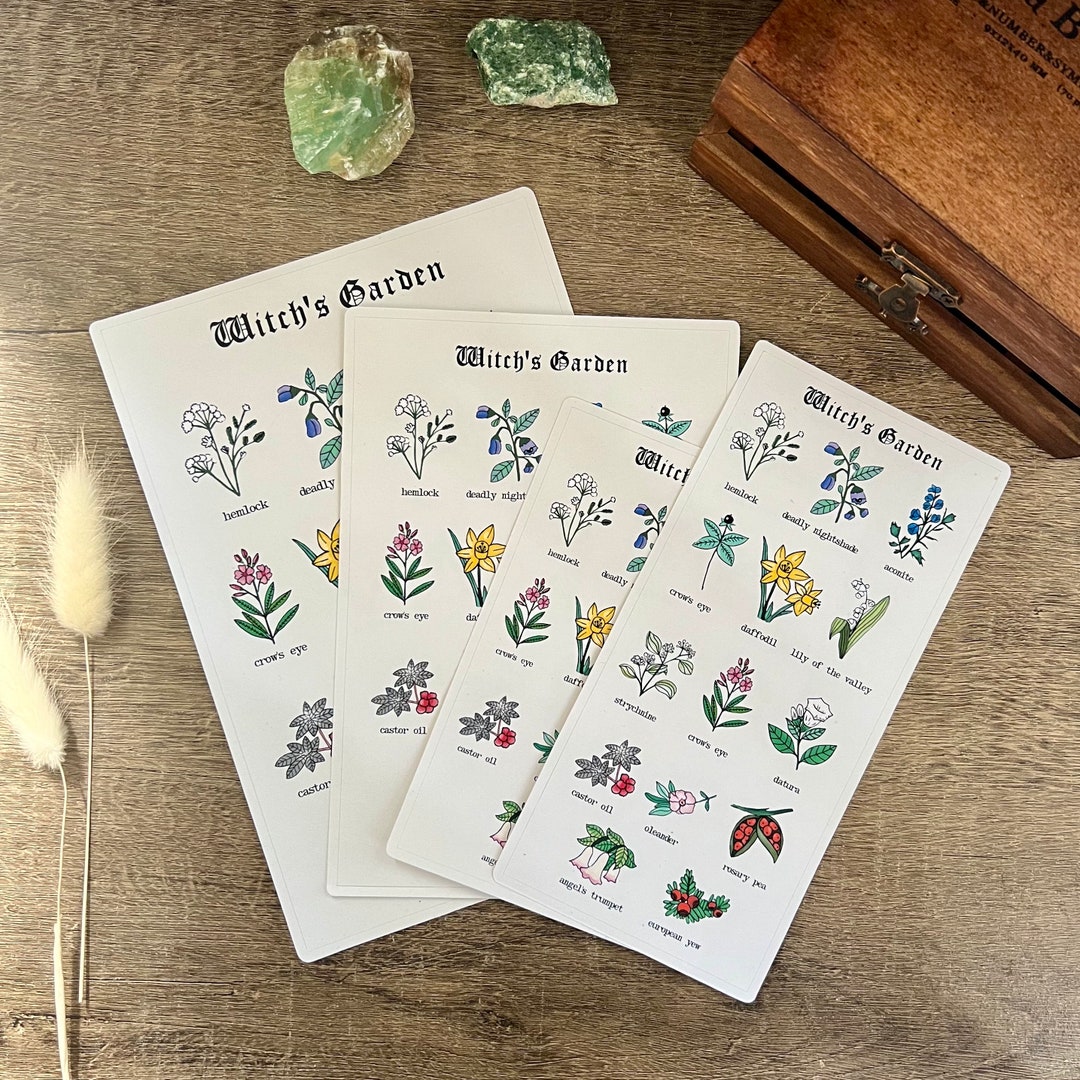 Witch's Garden Journal Stickers, Planner Stickers, Full Page Sticker - Etsy