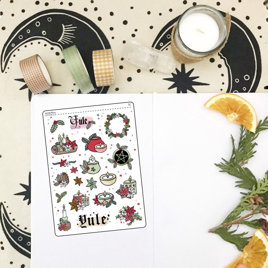 Yule 2.0 Deco Planner Stickers, Pagan Sabbat Journal Stickers, Hand ...