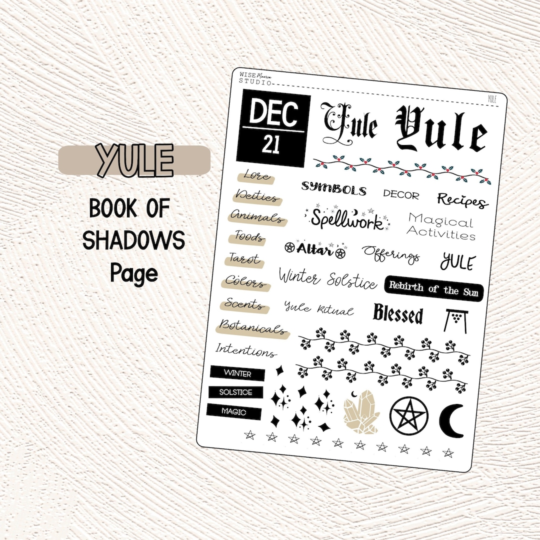Yule Journal Stickers, Pagan Wicca Sabbat, Book of Shadows, Grimoire ...
