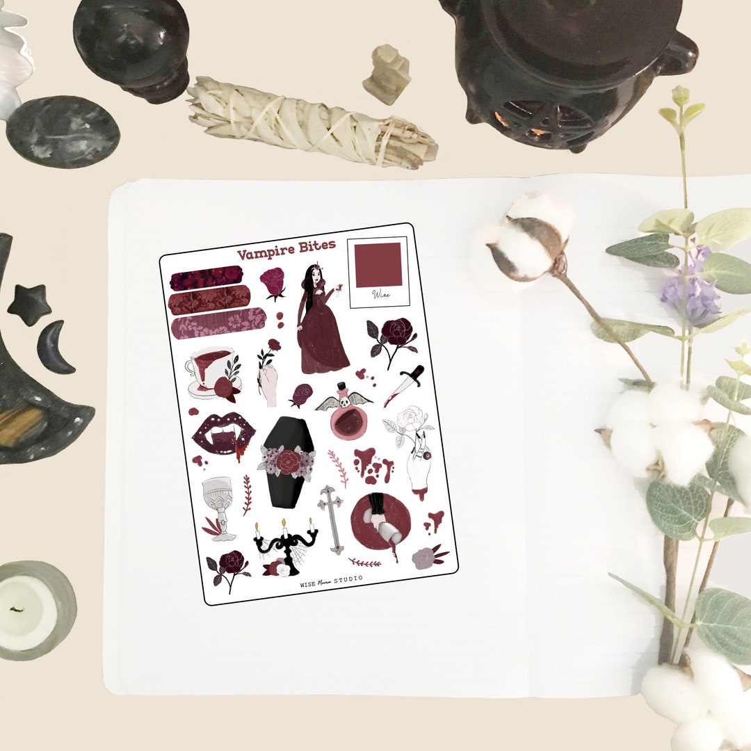 Vampire Bites Planner Stickers, Color Mood Wine Deco Stickers for ...