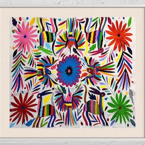 Otomi Textile, Otomi Blue, Otomi Mexican Wall Art, Rainbow Tenango ...