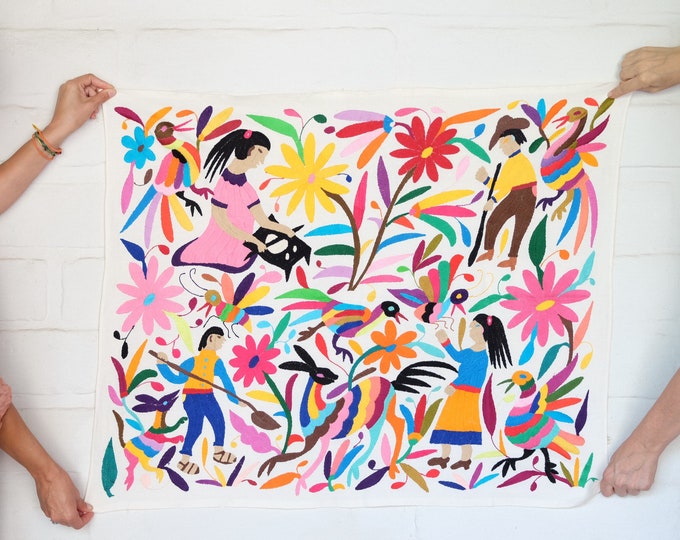 Wall Art, Otomi Wall Hanging, Tenango Multicolored Mexican Embroidery ...