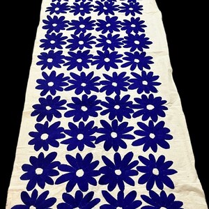 Otomi Mexican Cobalt Blue Hand Embroidered Cotton Table Runner - Etsy