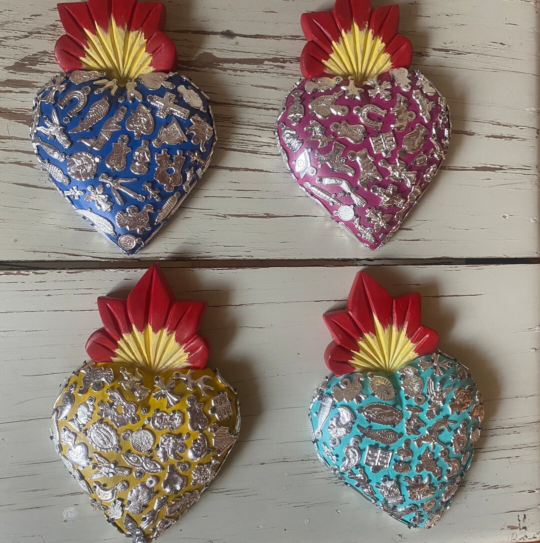 Large Religious Art Milagros Heart Exvoto Corazón De Madera - Etsy