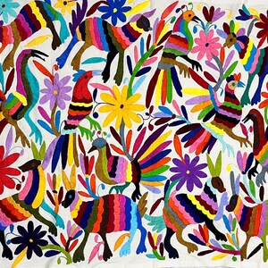 Rainbow Multicolored Otomi Mexican Embroidery Wall Art Unframed - Etsy