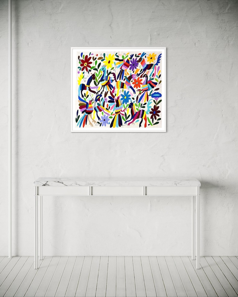 Rainbow Otomi Tapestry: Mexican Textile Wall Art - Etsy