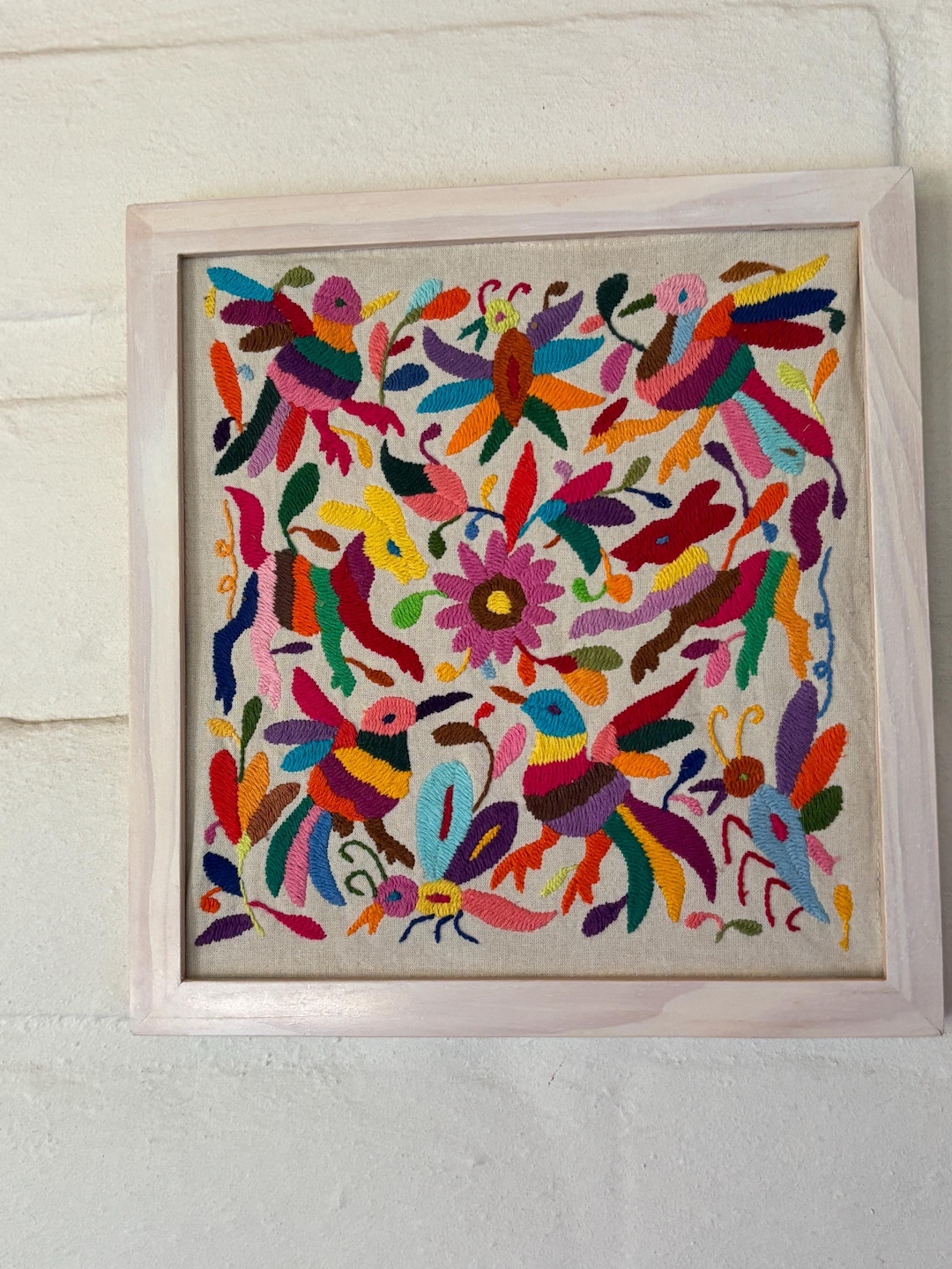 Embroidered Rainbow Wall Hanging: Mexican Otomi Art, Rainbow Colors ...