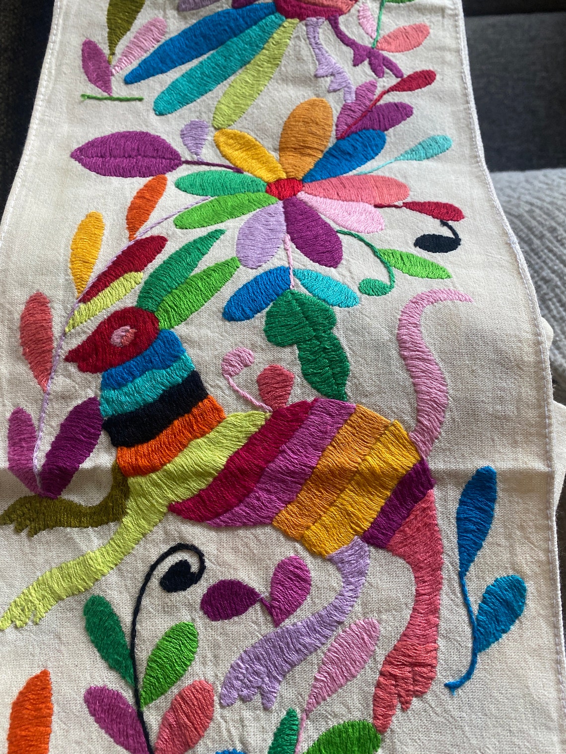 Mexican Otomi Rainbow Narrow Table Runner Embroider for Home Decor - Etsy