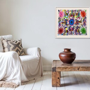 Otomi Textile, Otomi Blue, Otomi Mexican Wall Art, Rainbow Tenango ...