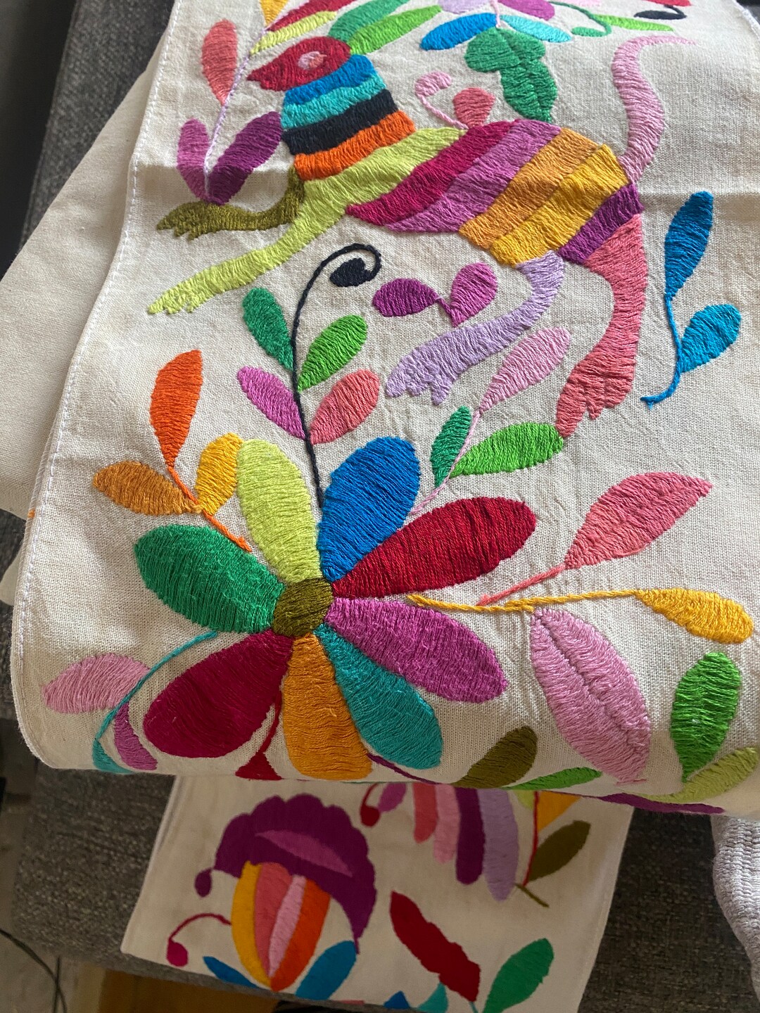 Mexican Otomi Rainbow Narrow Table Runner Embroider for Home - Etsy