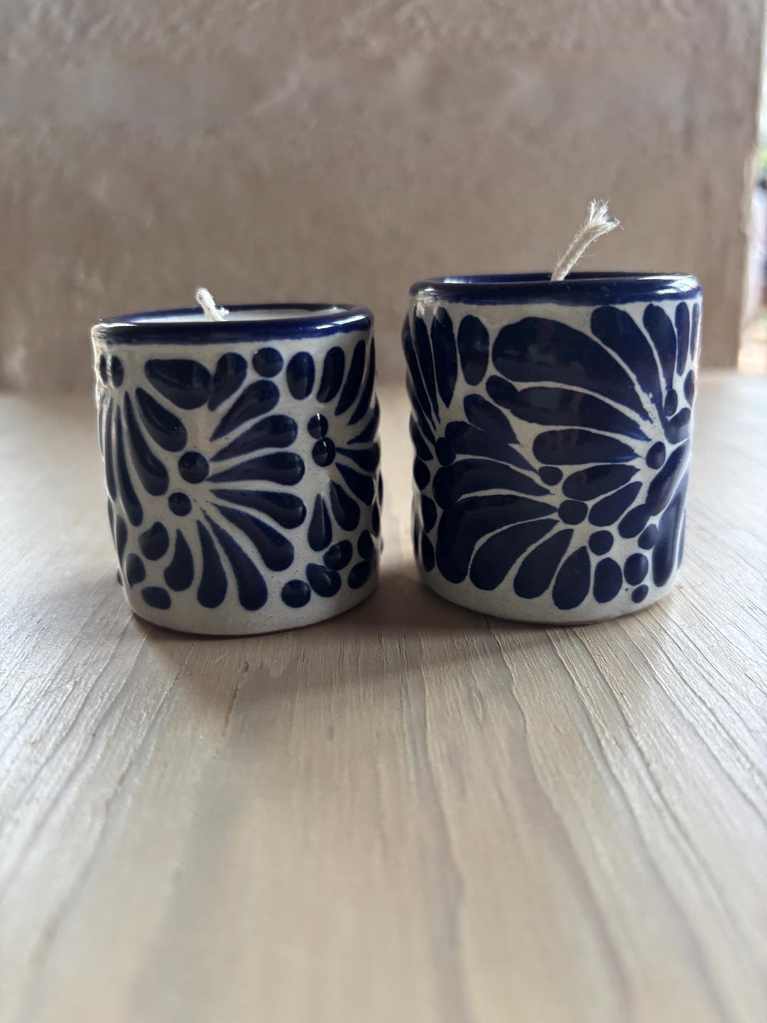 Handmade Talavera Ceramic Mezcal Shot Glass Candle - Puebla, Set of 2 ...