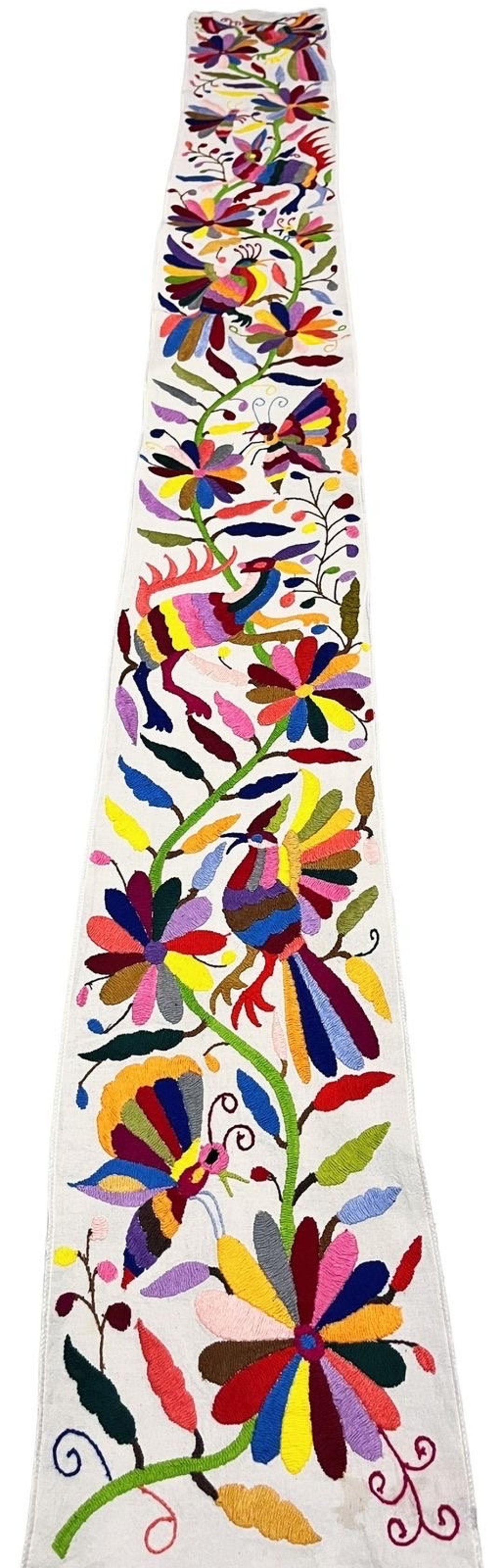 Mexican Otomi Rainbow Narrow Table Runner Embroider for Home Decor - Etsy