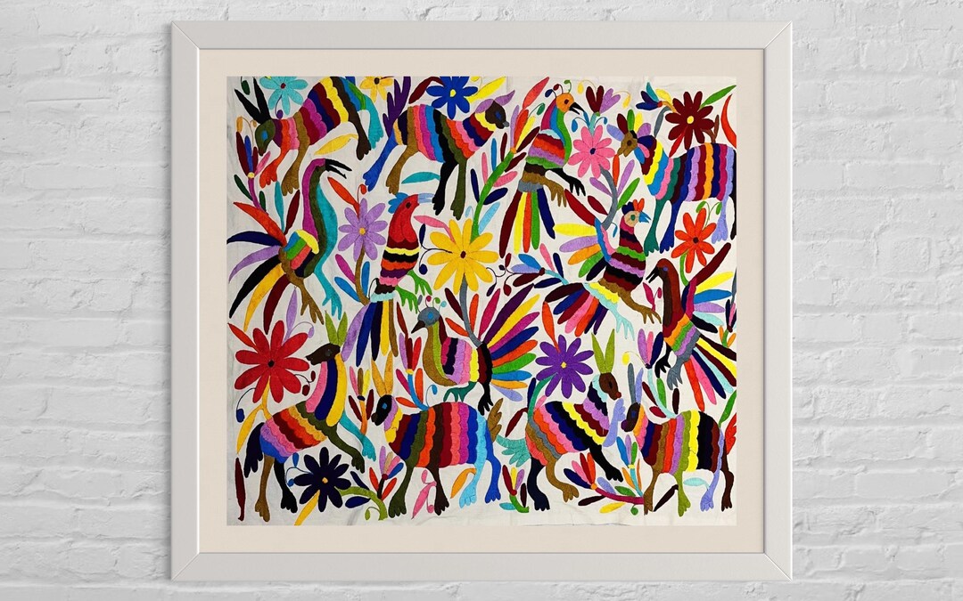 Rainbow Multicolored Otomi Mexican Embroidery Wall Art Unframed - Etsy