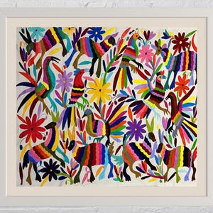 Rainbow Multicolored Otomi Mexican Embroidery Wall Art Unframed - Etsy