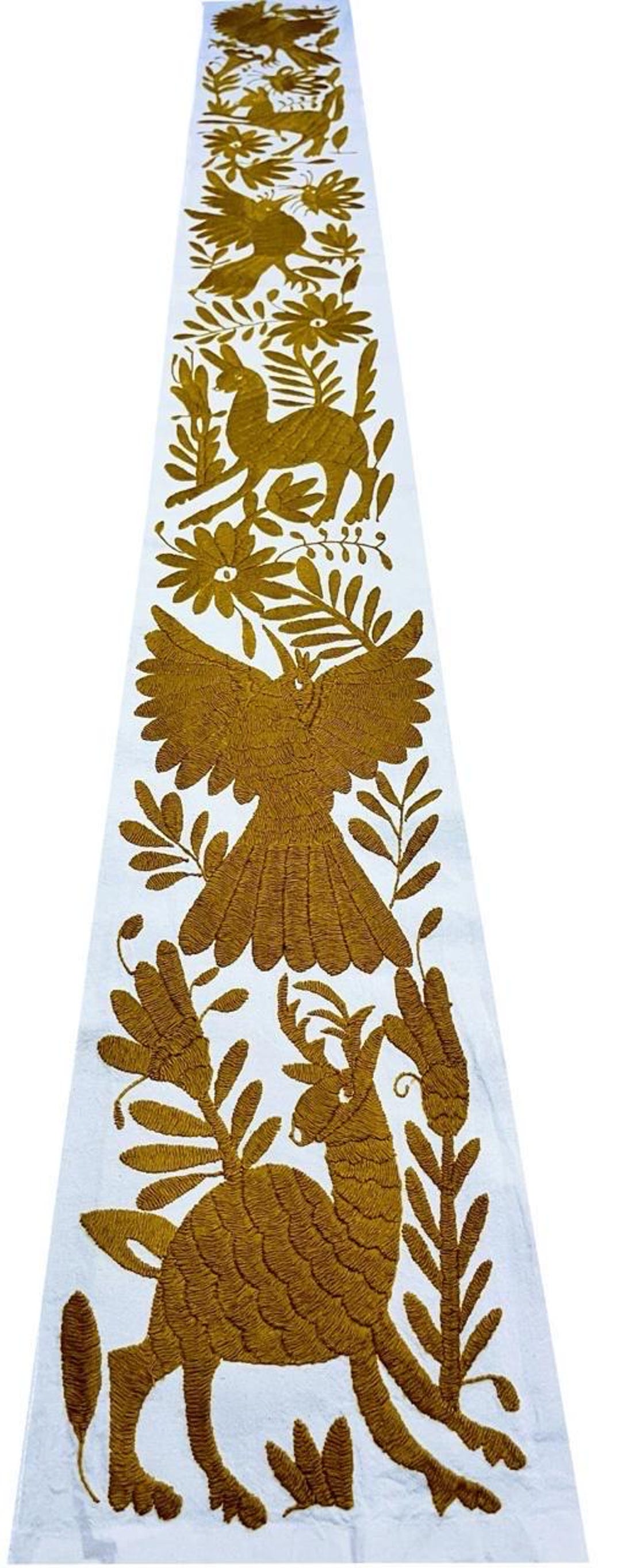 Mexican Otomi Golden Narrow Table Runner Embroider for Home Decor - Etsy