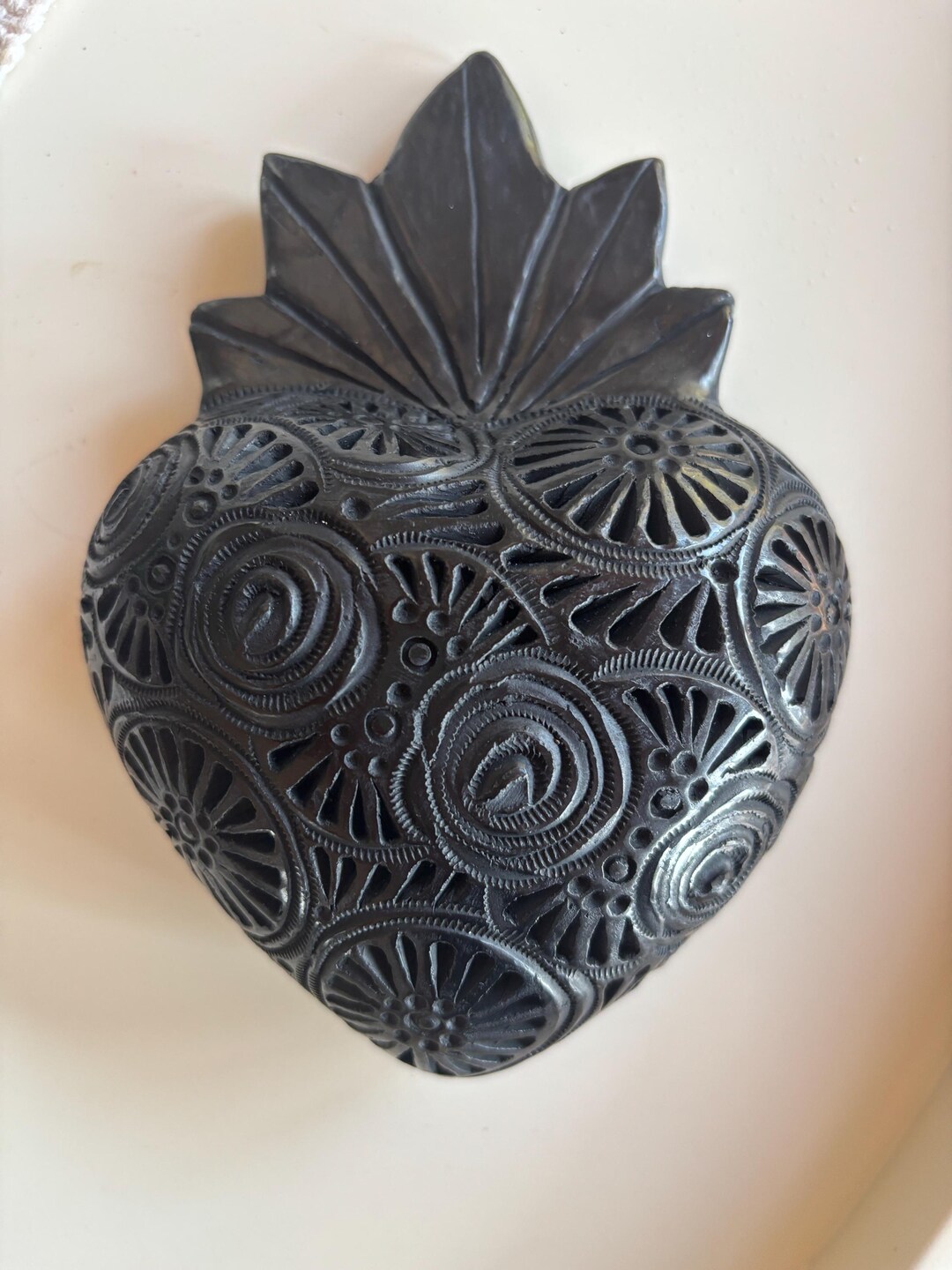 Mexican Hand-carved Barro Negro Heart - Artisan Crafted Decor - Etsy