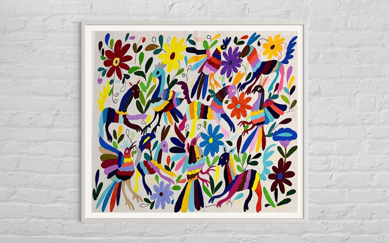 Rainbow Otomi Tapestry: Mexican Textile Wall Art - Etsy