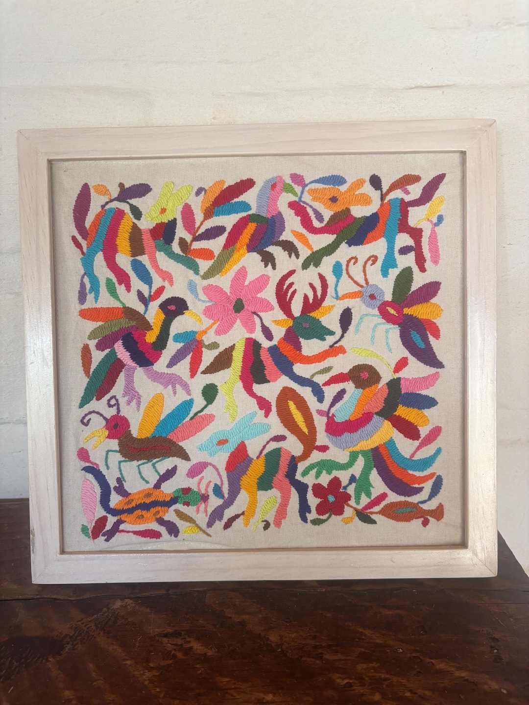 Embroidered Rainbow Wall Hanging: Mexican Otomi Art, Rainbow Colors ...