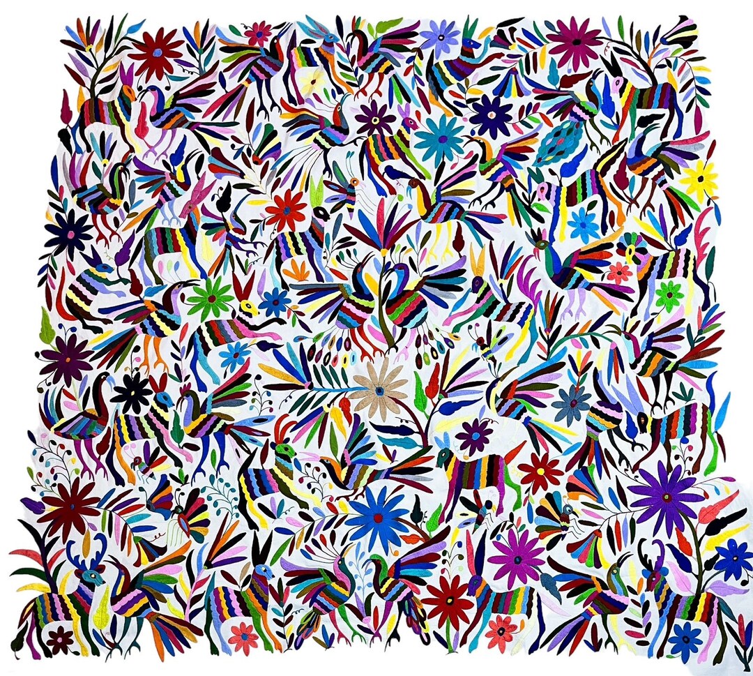 Larte Rainbow Mexican Otomi Wall Embroidery 5.8 X 5.8 Feet - Etsy