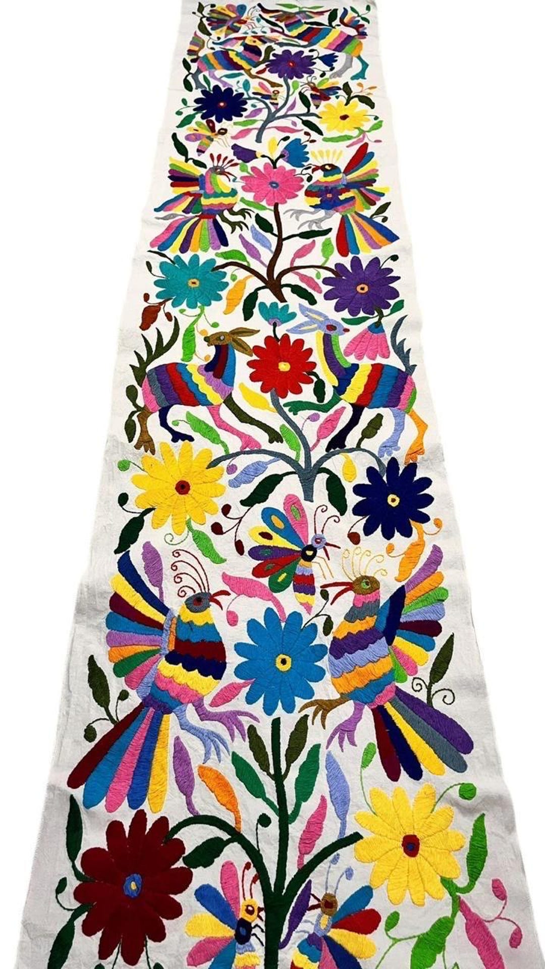 Handmade Mexican Otomi Table Runner – Traditional Embroidered Home ...