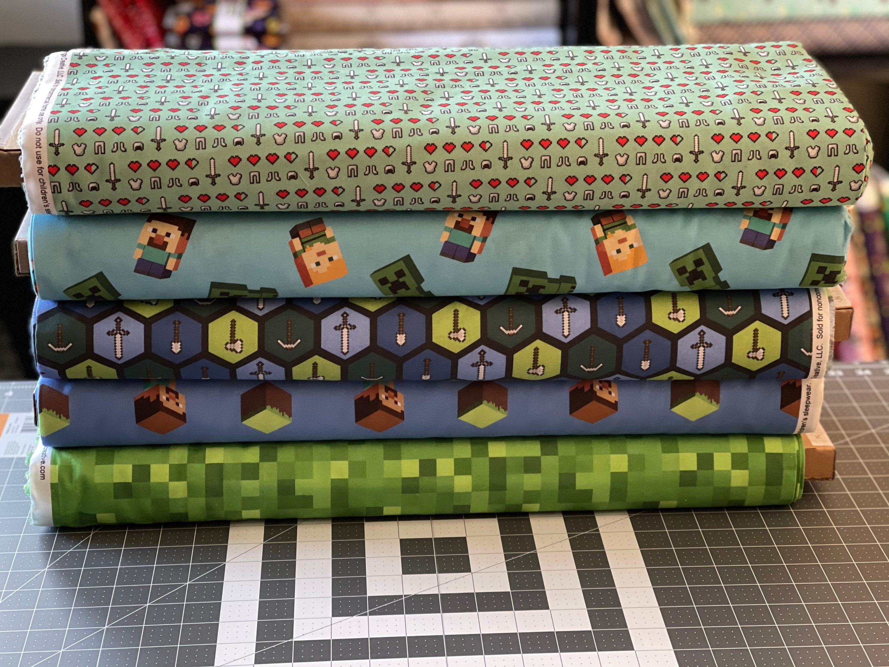 Minecraft Theme Fabric by various lengths Choose Your Print | Etsy