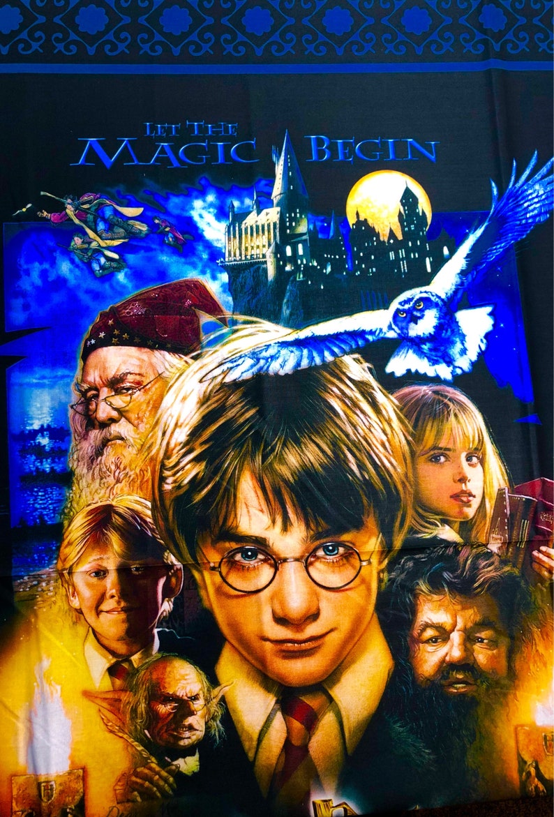 Harry Potter Fabric Panel 36 Inch Panel Teal Deathly Hollows | Etsy