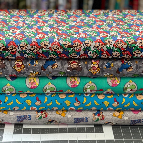 Super Mario Fabric by the Yard - Etsy