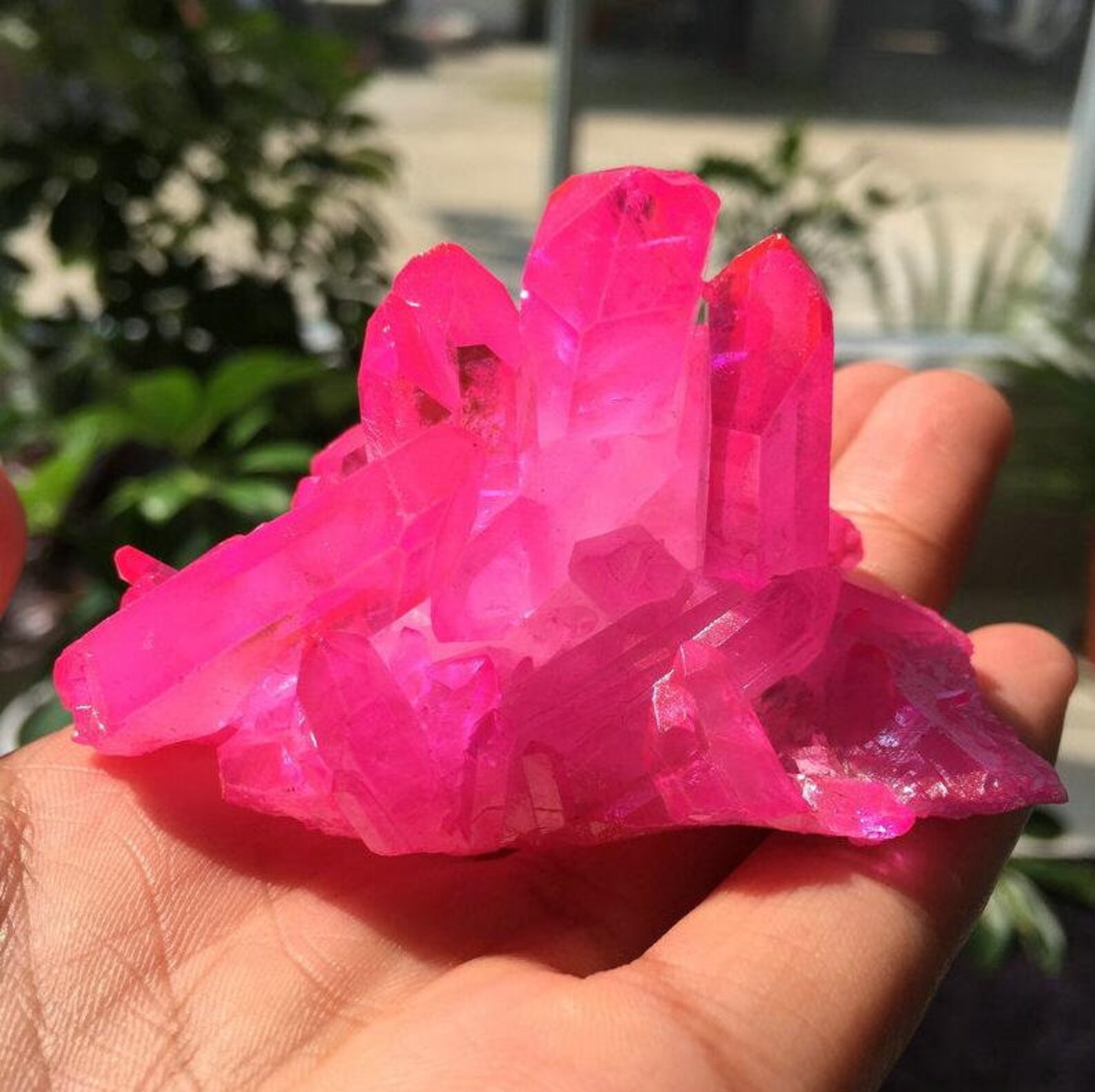 Rare beautiful bright pink flame halo quartz crystal cluster | Etsy