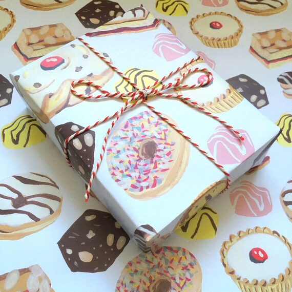 Cakes Wrapping Paper Set Great British Bakes Gift Wrap | Etsy UK