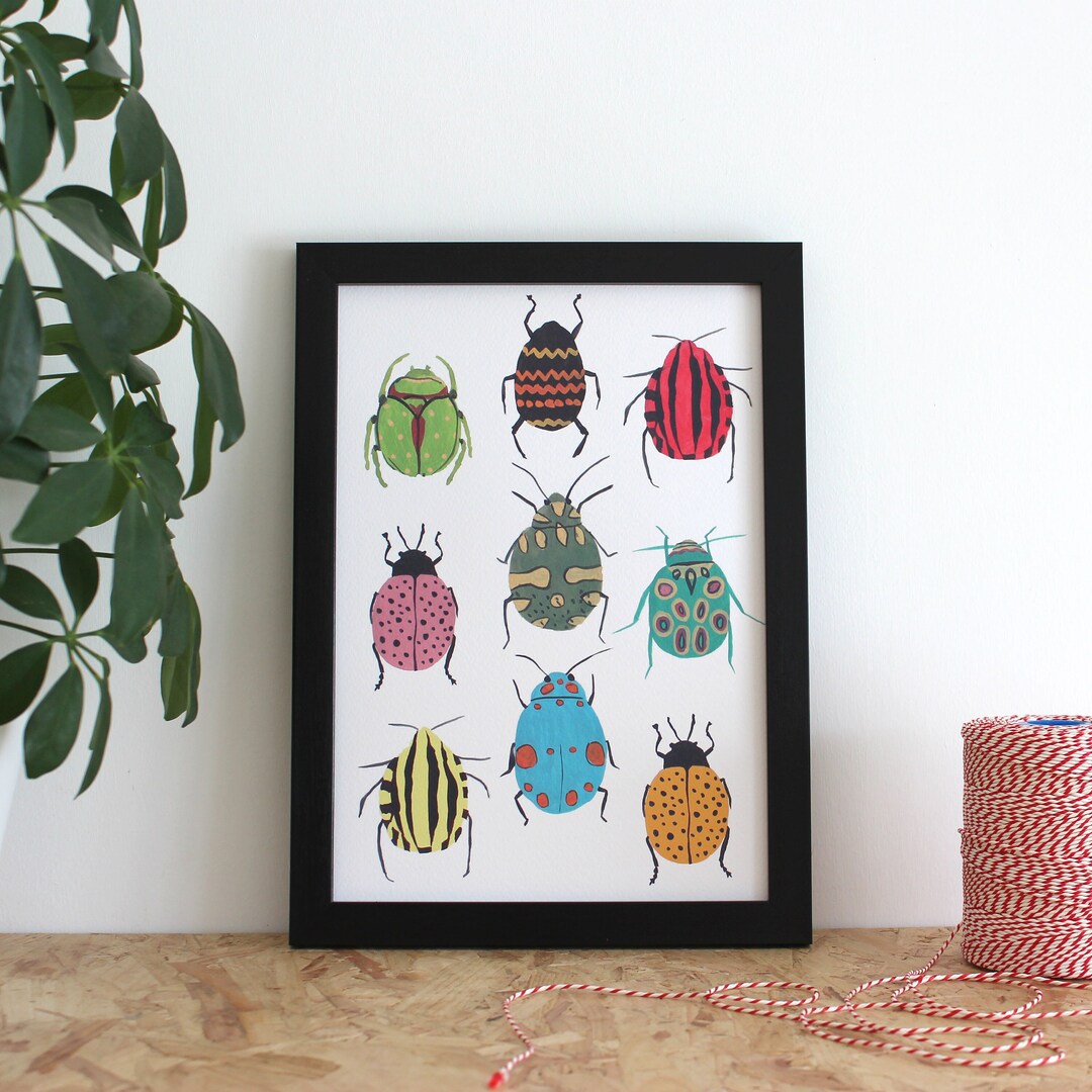 PRINTABLE - Colourful Beetle Bugs - A4 Wall Art - Kids Room Decor ...