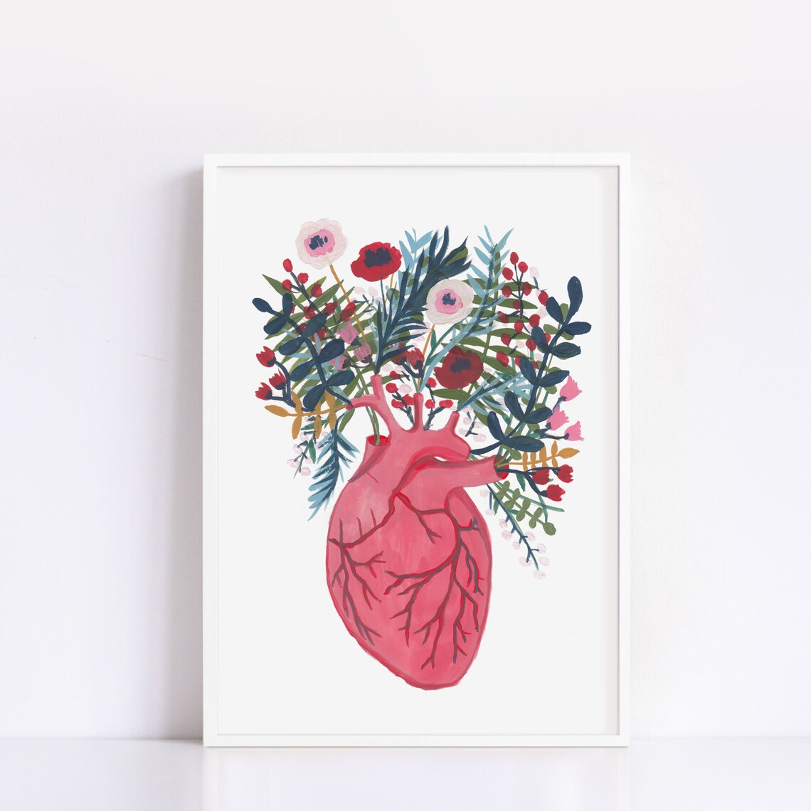 PRINTABLE Blooming Anatomical Heart Illustration A4 Wall - Etsy