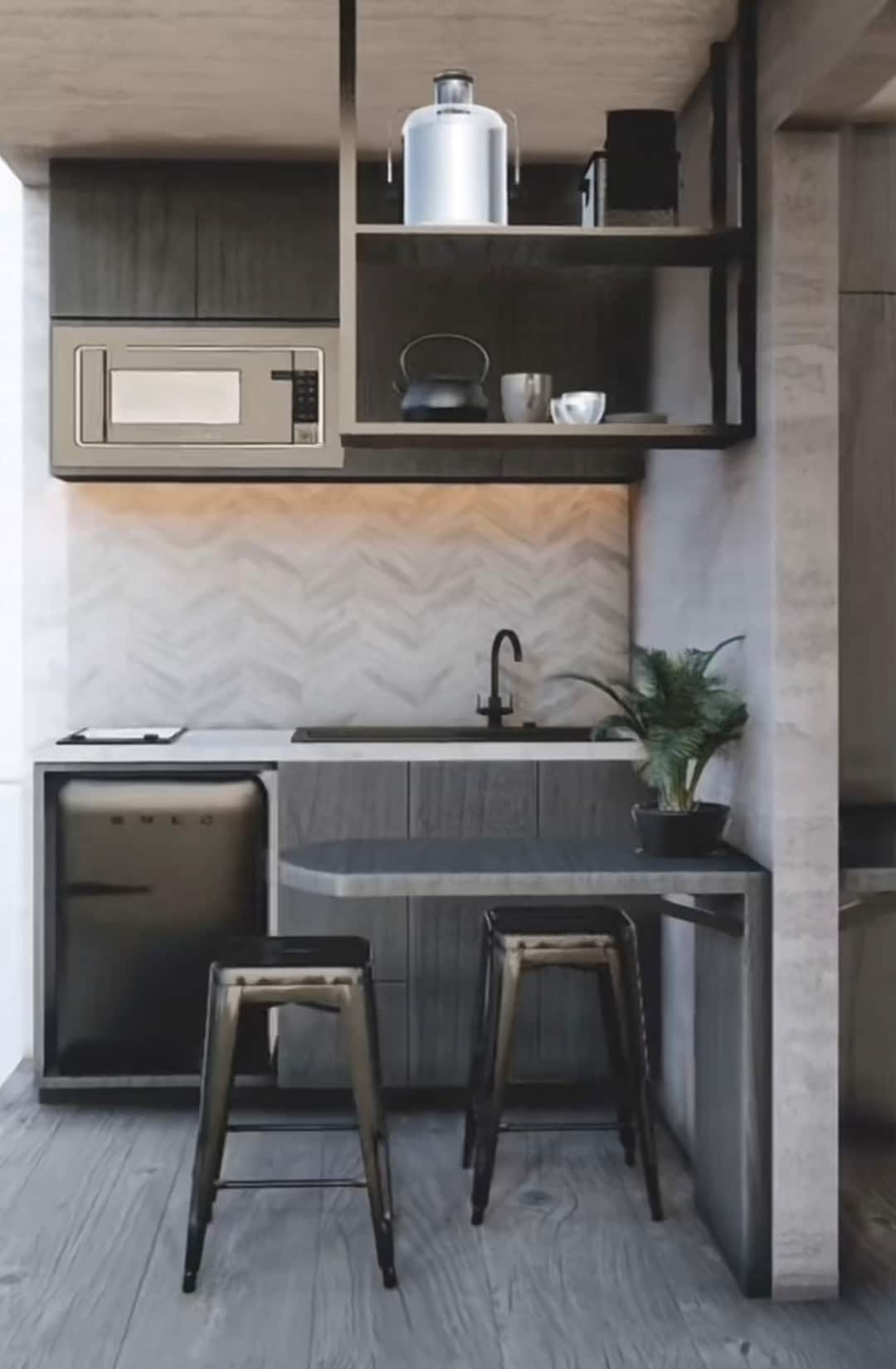Small Apartment Plan With Two Bedrooms, Bathroom, Kitchen and Laundry ...