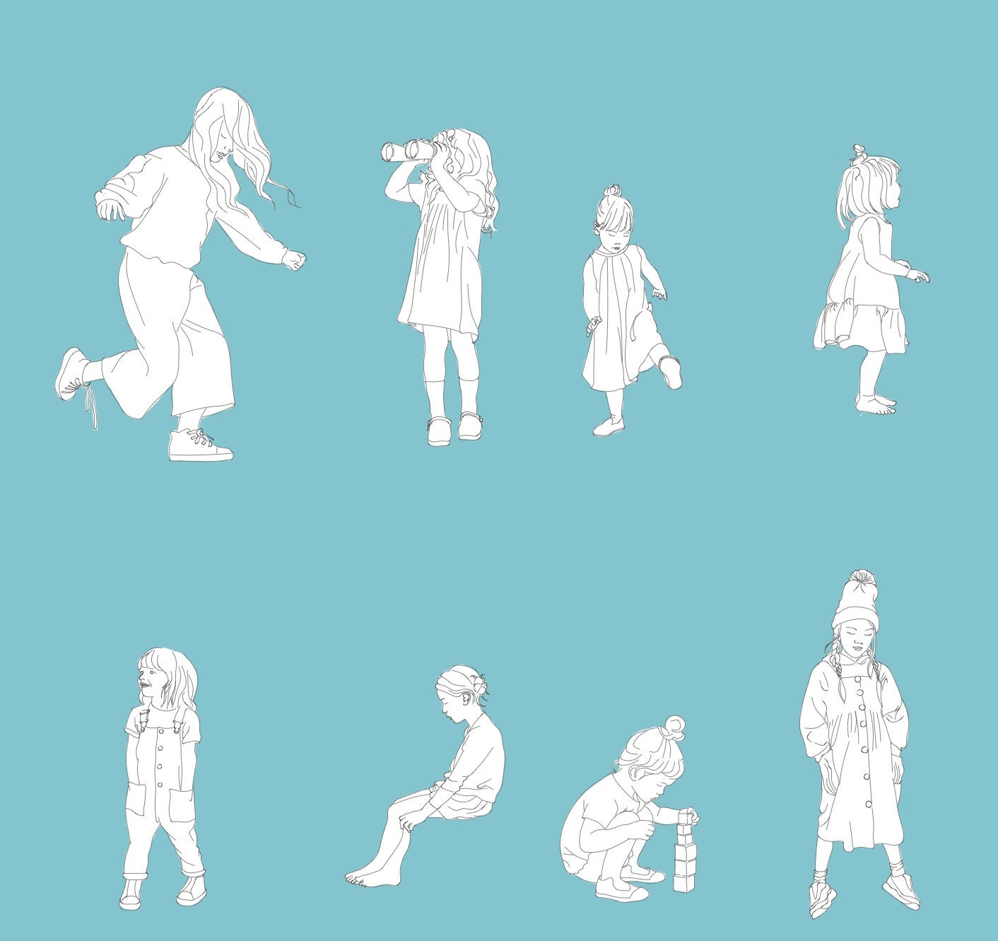 Escala Humana de Niños y Niñas, ilustración vectorial, vista frontal ...