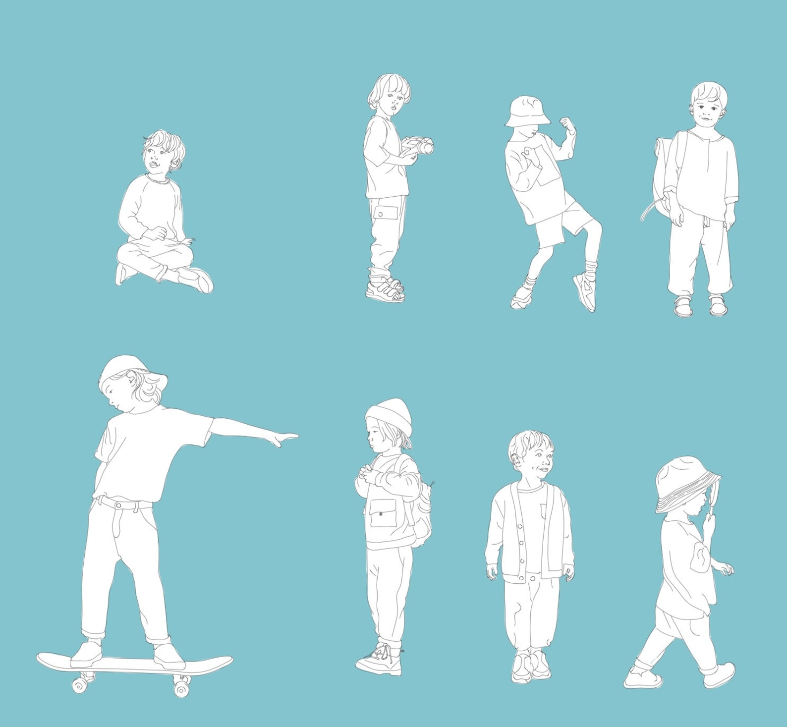 Escala Humana de Niños y Niñas, ilustración vectorial, vista frontal ...