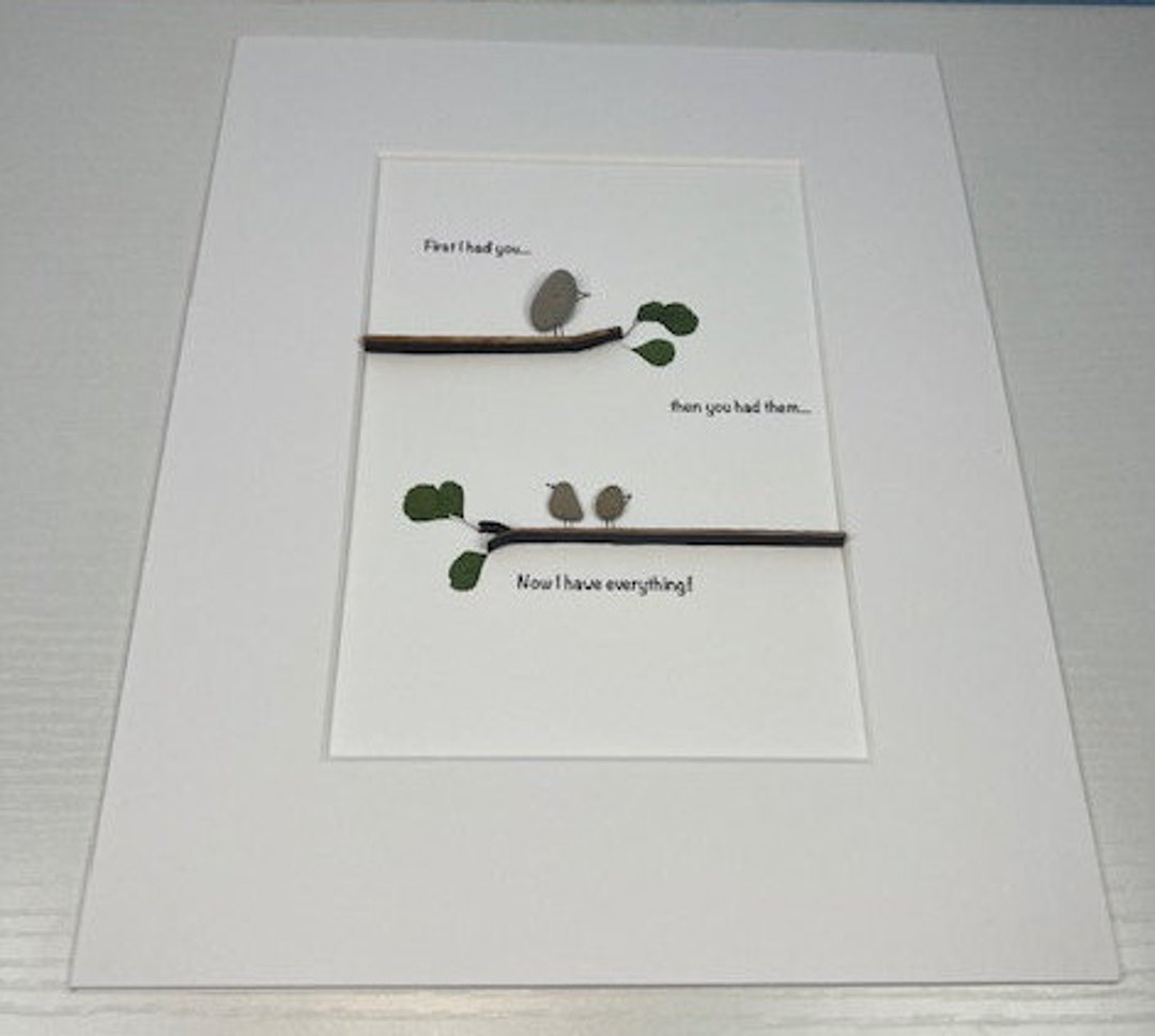 Free US Shipping! / Bird Family Tree/ Botanical Art/ Pebble Art/ Rock ...