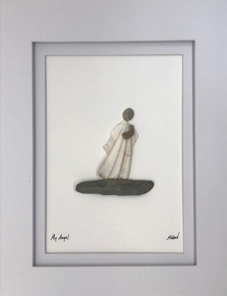 Angel Holding Baby Pebble Art/ Angel Seashell Art/ Rock Art/ New Baby ...