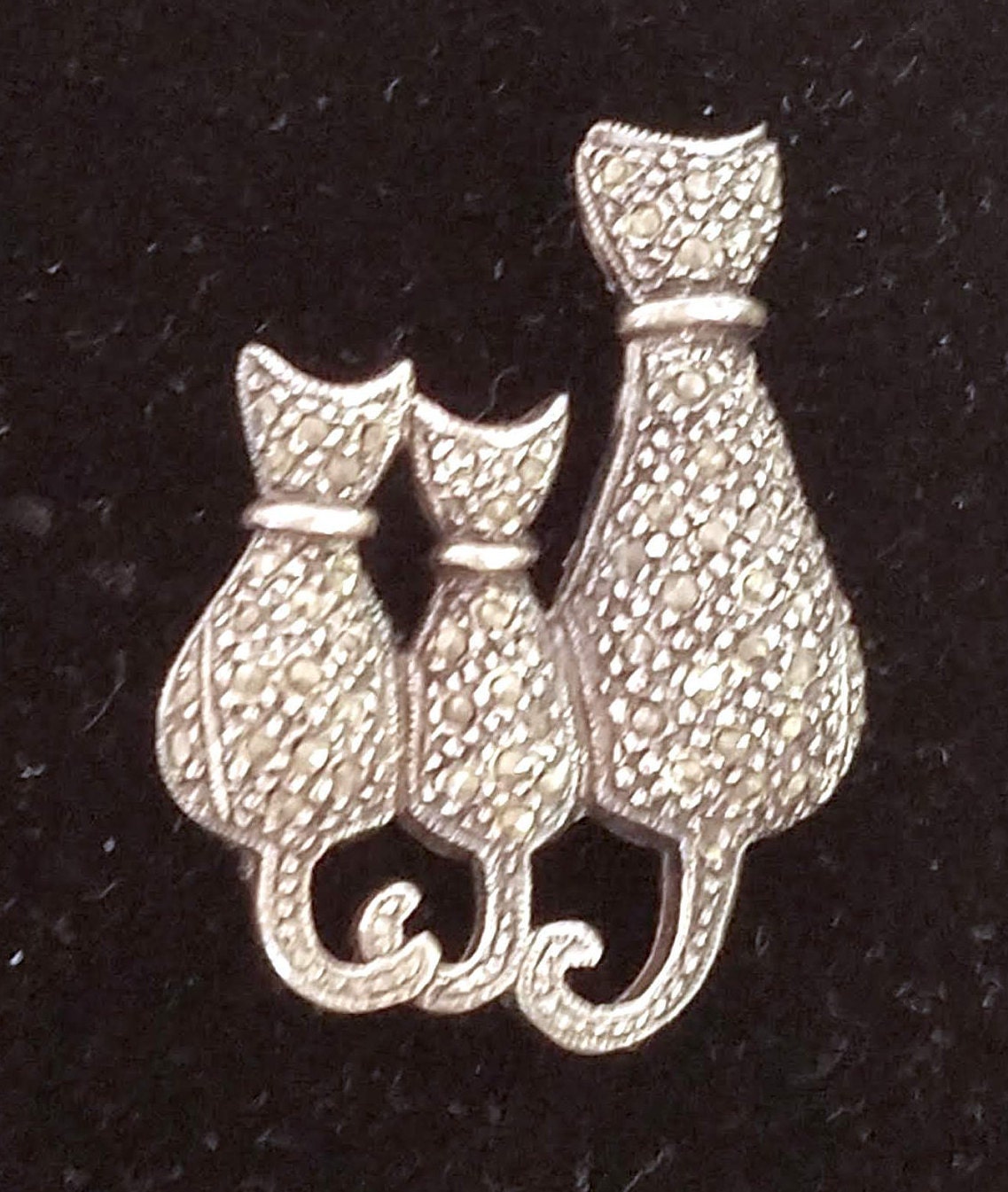 Cat Pin 3 Cats Entwined Kitty Tails Marcasite Silver Brooch - Etsy UK