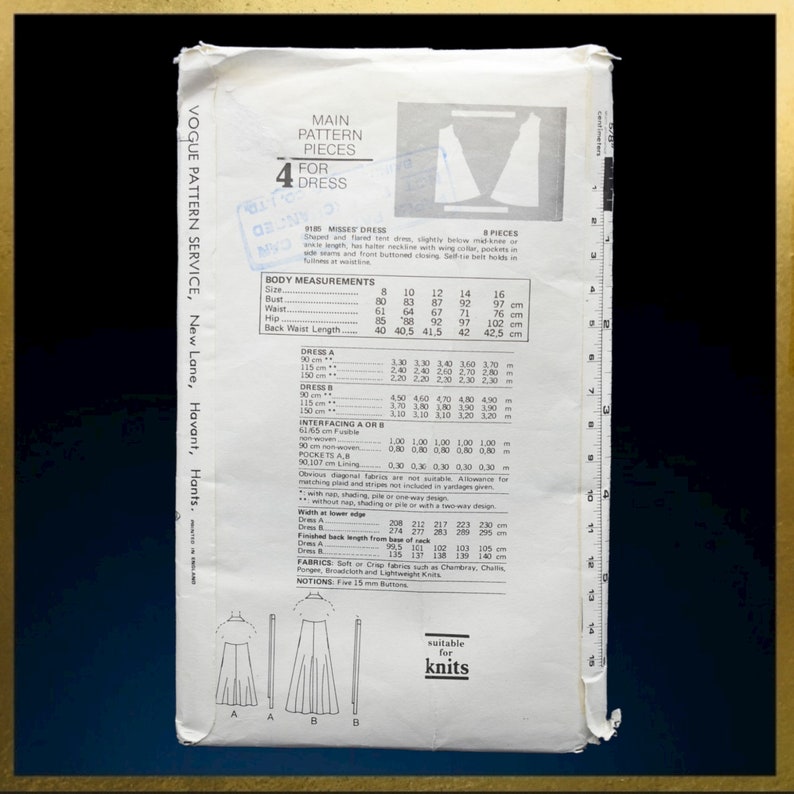 Very Easy Very Vogue Sewing Pattern 9185 Flared Halterneck Tent Dress ...