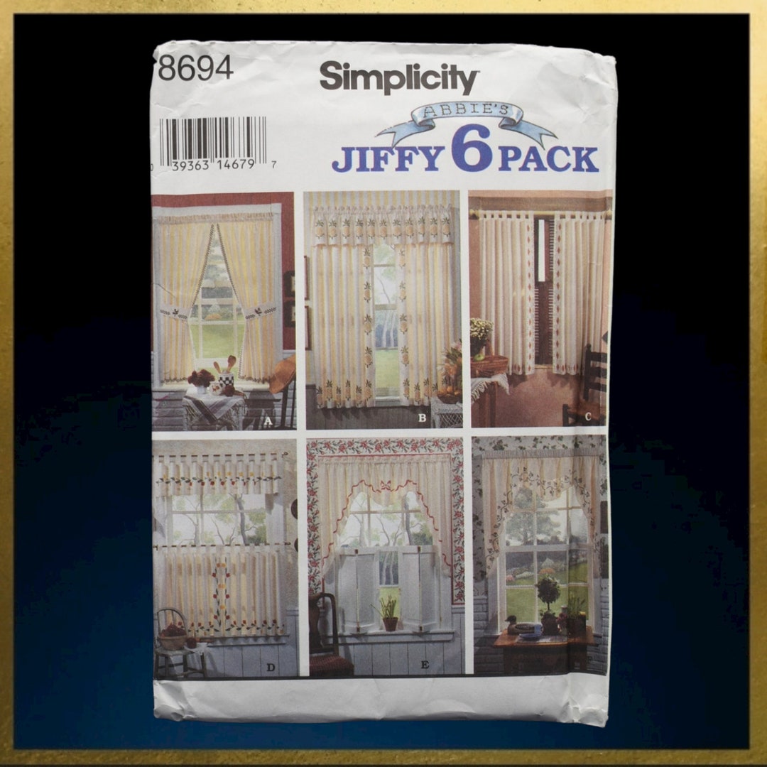 Simplicity Abbie's Jiffy 6 Pack Sewing Pattern 8694 Stencilled Curtains ...