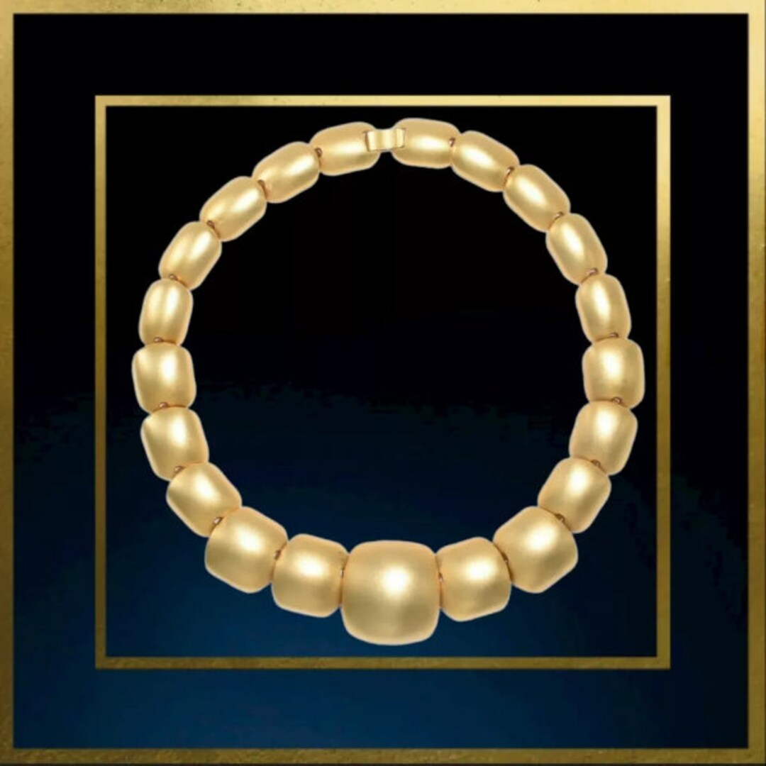 Gold Plated Brushed Metal Flexible Linked Collar Necklace Vintage - Etsy