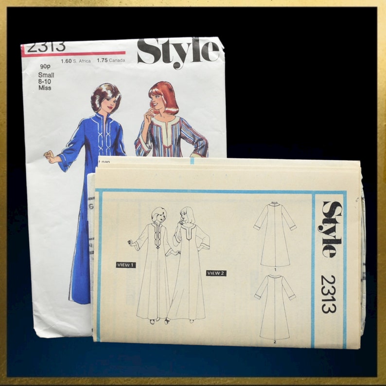 Style Sewing Pattern 2313 Full Length Flared Kaftan Sizes 8 to 10 waist ...