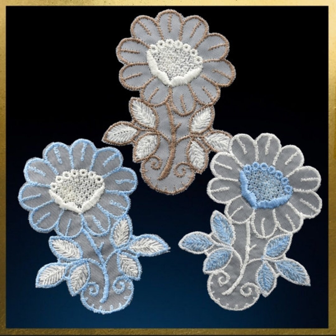 Nottingham Lace Daisy Motifs Choice of 3 Colourways Brown White, Blue ...