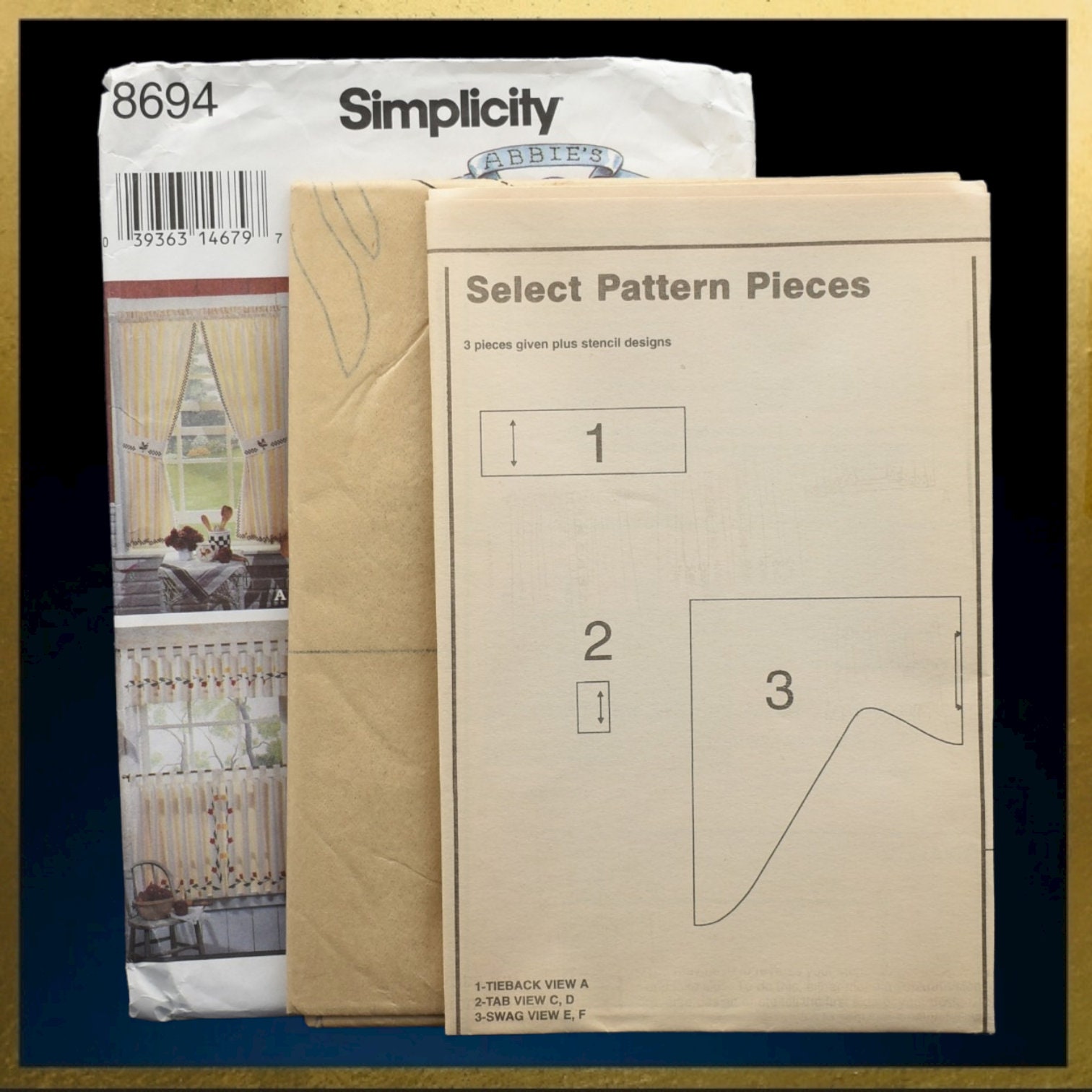 Simplicity Abbie's Jiffy 6 Pack Sewing Pattern 8694 Stencilled Curtains ...
