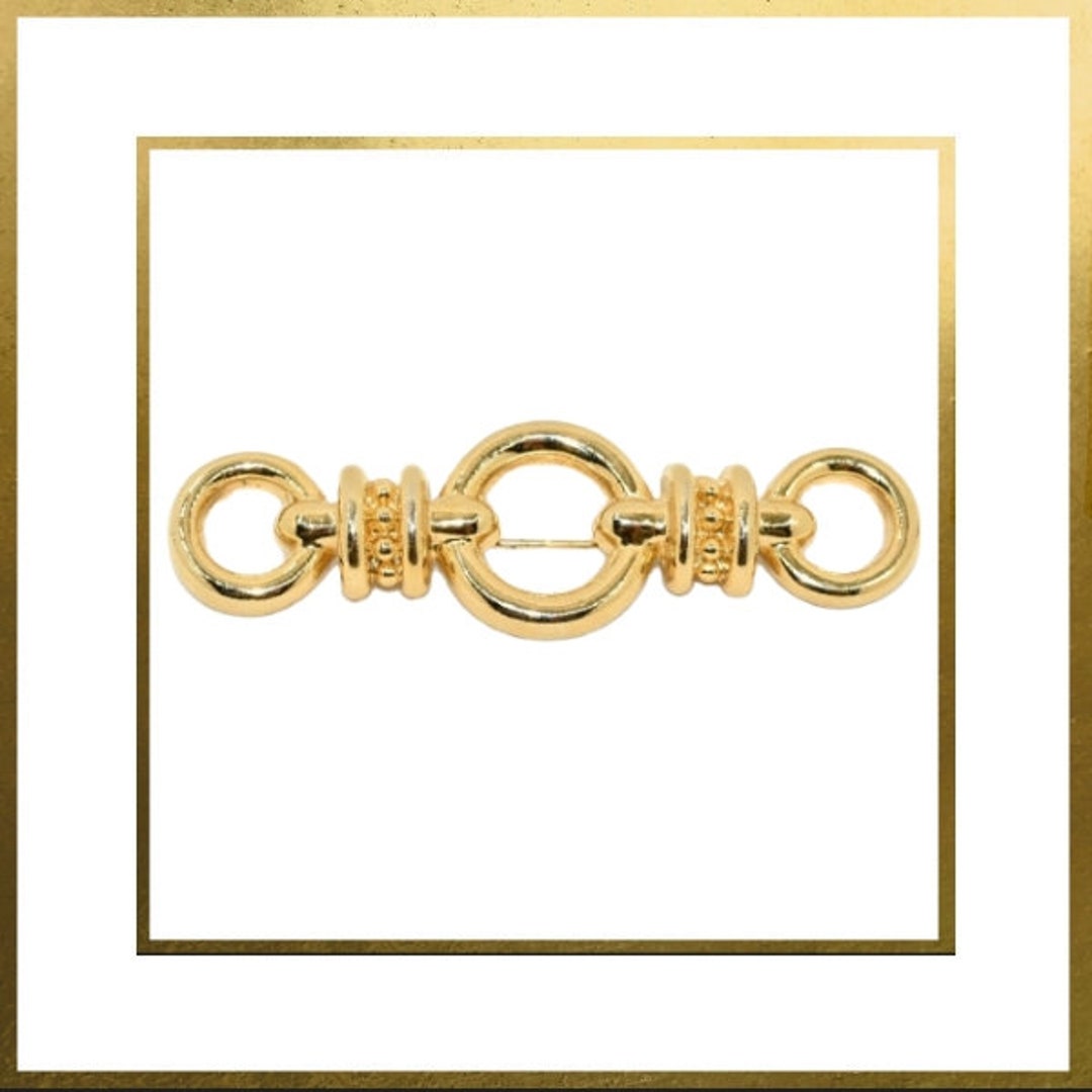 Monet Gold Triple Linked Circles Bar Brooch Vintage 1980s - Etsy