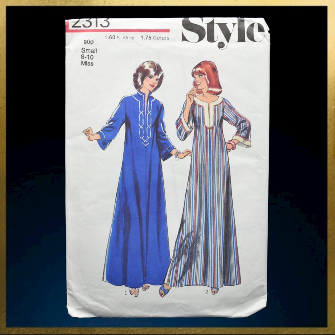 Style Sewing Pattern 2313 Full Length Flared Kaftan Sizes 8 to 10 waist ...