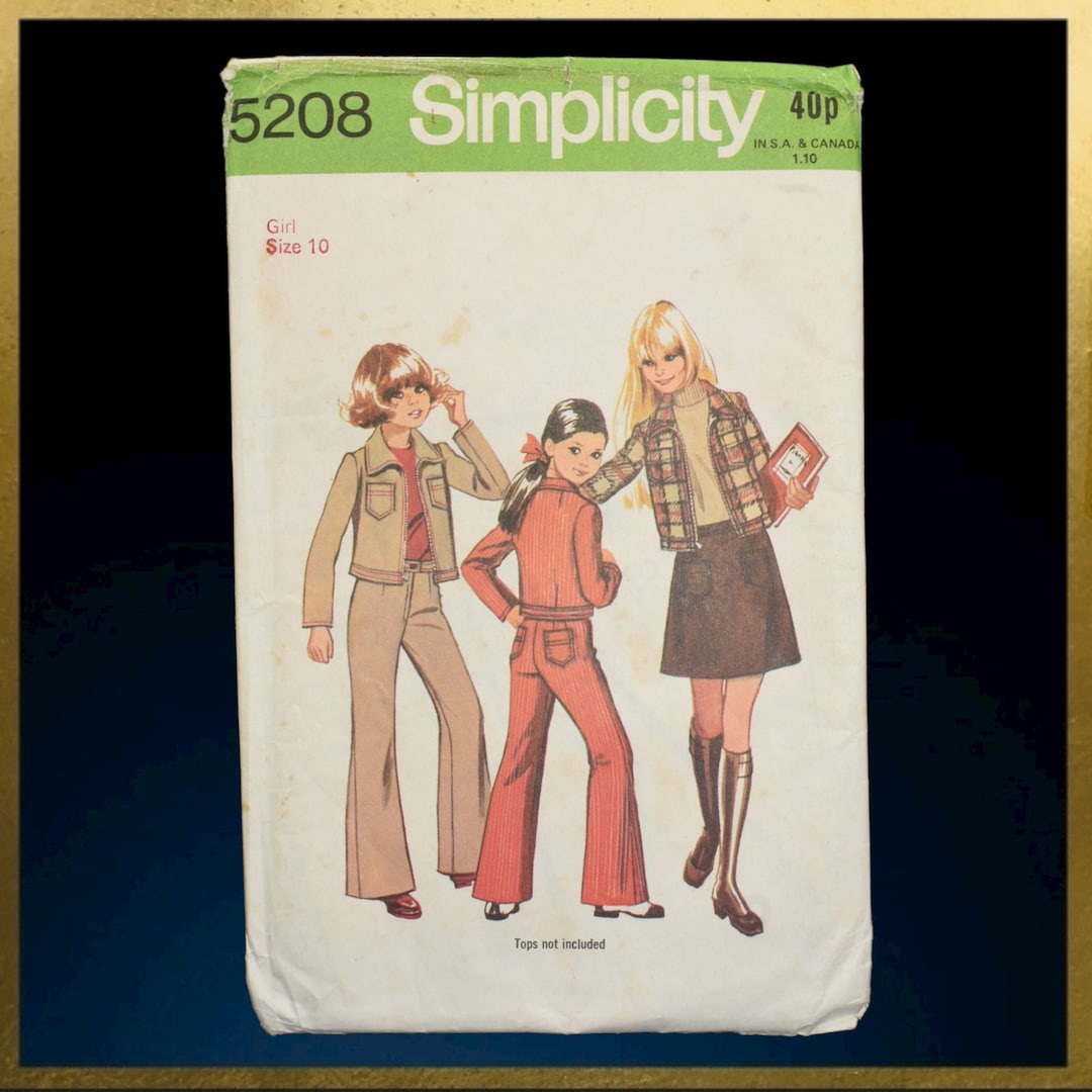 Simplicity Sewing Pattern 5208 Girl's Skirt, Bell Bottom Pants & Jacket ...